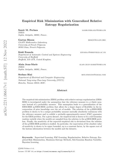 empirical risk minimization with generalized relative entropy regularization deepai
