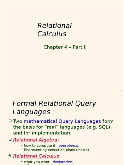 relational calculus chapter 4 part ii pdf relational model syntax logic