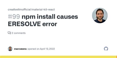 Npm Install Causes ERESOLVE Error Issue 99 Creativetimofficial