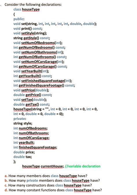 solved consider the following declarations class
