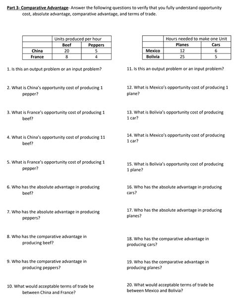 [solved] help me answer all qs part 3 comparative advantage answer the course hero