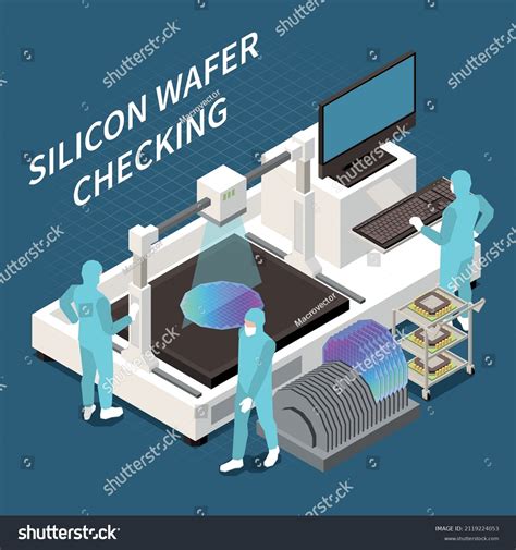 Semiconductor Chip Production Isometric Composition Three Stock Vector