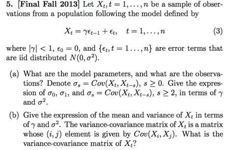 solved let x t t 1 n be a sample of observations