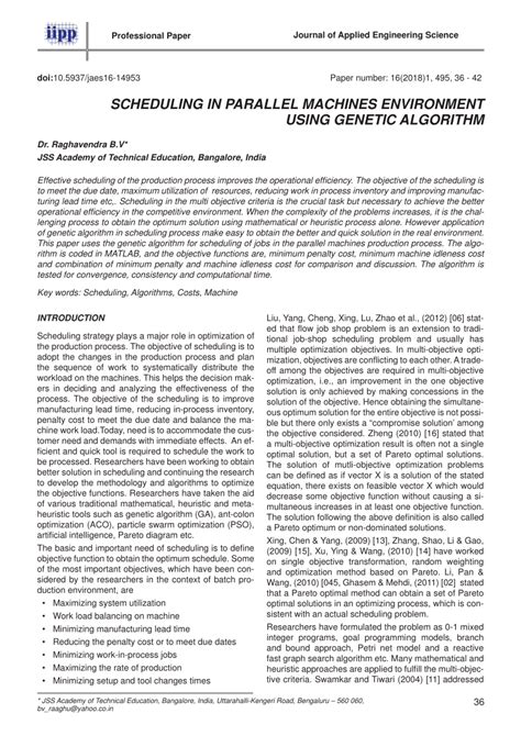 pdf scheduling in parallel machines environment using genetic algorithm