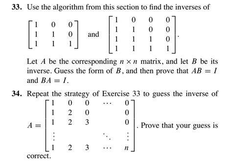 solved 33 use the algorithm from this section to find the inverses of and let a be the