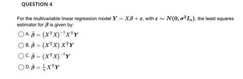 solved for the multivariable linear regression model y xβ ε