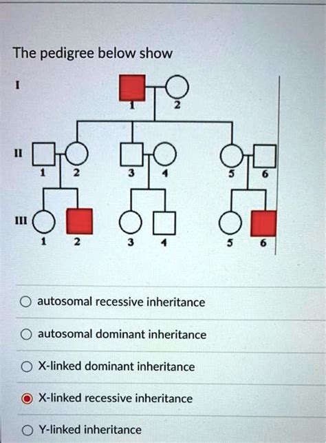 SOLVED The Pedigree Below Show Autosomal Recessive Inheritance