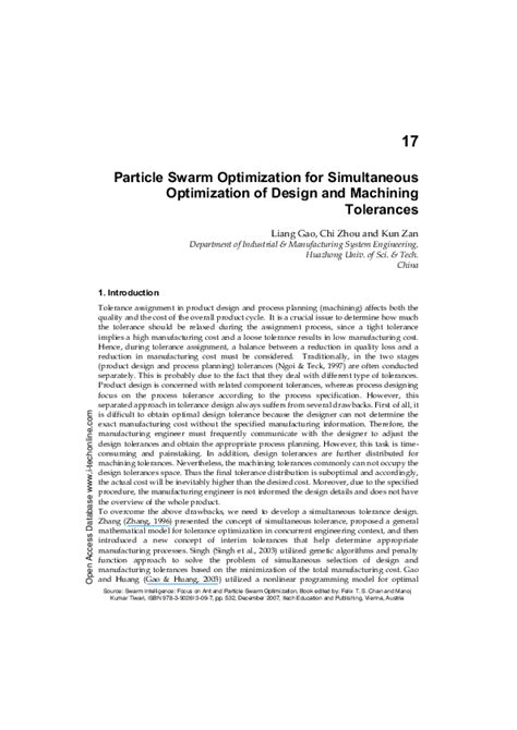 pdf particle swarm optimization for simultaneous optimization of design and machining