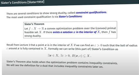 understanding the slater conditions in optimization r puremathematics