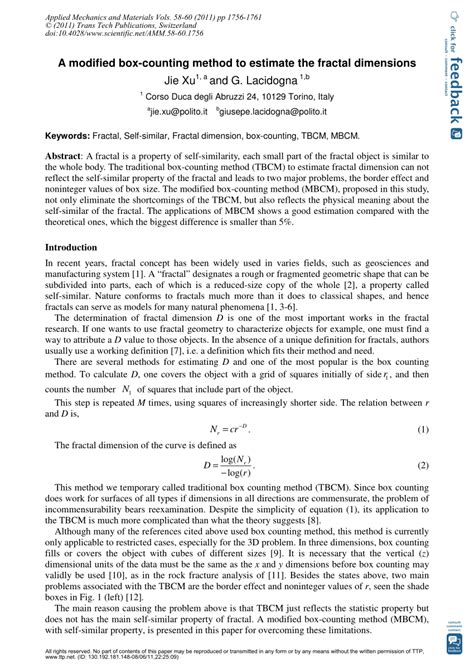 pdf a modified box counting method to estimate the fractal dimensions