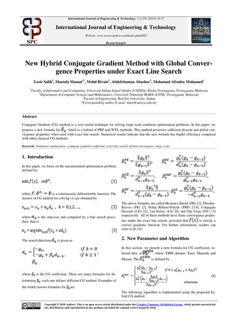 pdf new hybrid conjugate gradient method with global convergence properties under exact line