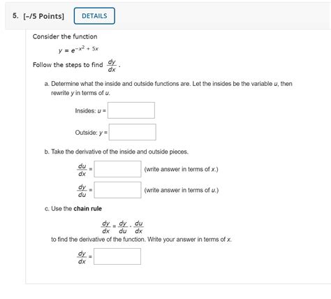 solved 5 [ 15 points] details consider the function y