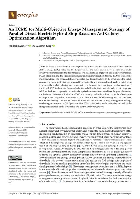 pdf an ecms for multi objective energy management strategy of parallel diesel electric hybrid