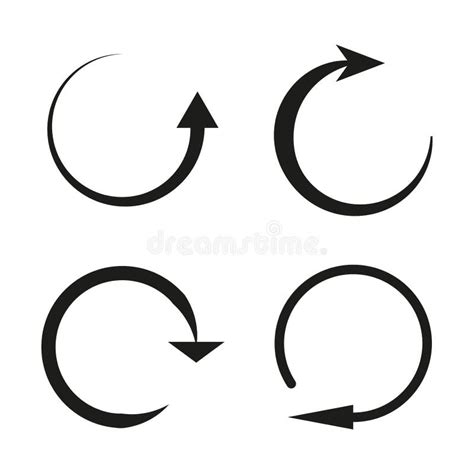 Two Circular Arrows Black Reload Symbol Vector Illustration Stock