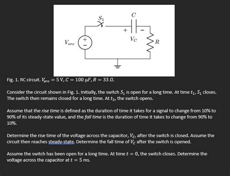 Solved Fig 1 RC Circuit V S R C 5 Mathrm V Chegg