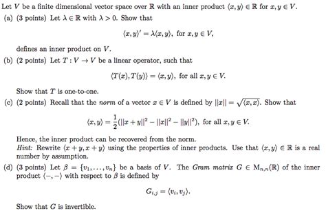 solved let v be a finite dimensional vector space over r