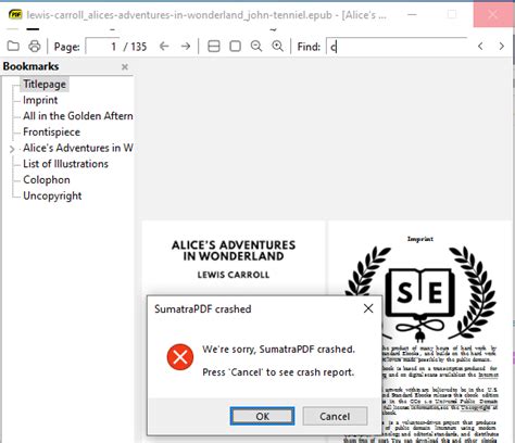 repeatable crash attempting to search epub in fixedpageui · issue 1656 · sumatrapdfreader