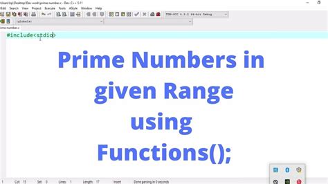 c program to check prime numbers in a given range using function youtube