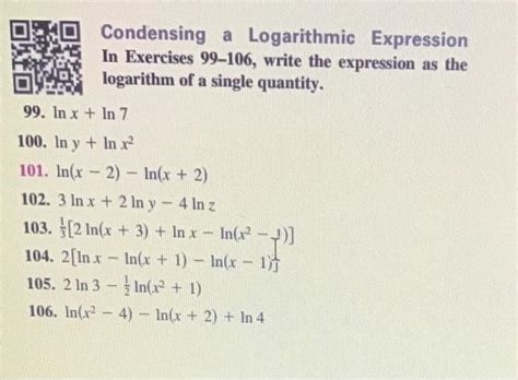 solved condensing a logarithmic expression in exercises