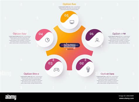 Five Option Circle Infographic Diagram Vector Illustration Stock