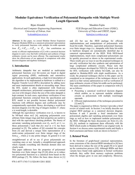 pdf modular equivalence verification of polynomial datapaths with multiple word length operands