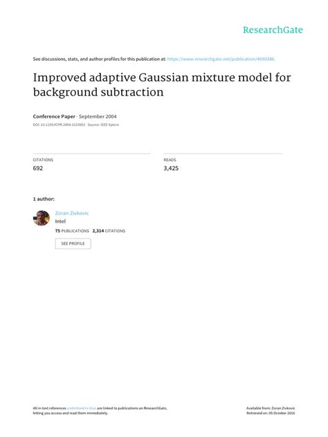improved adaptive gaussian mixture model for background subtraction pdf pdf teaching