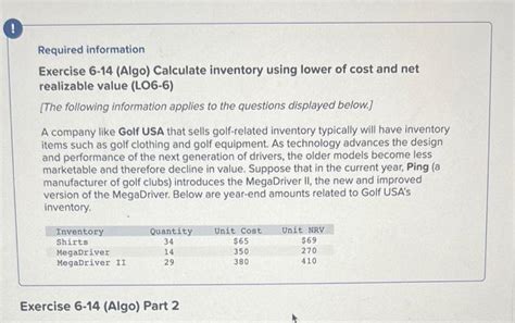Solved Required Information Exercise 6 14 Algo Calculate Chegg