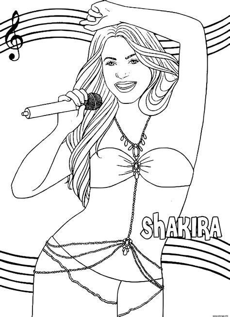 Coloriage Chanteuse Shakira Star De La Musique JeColorie