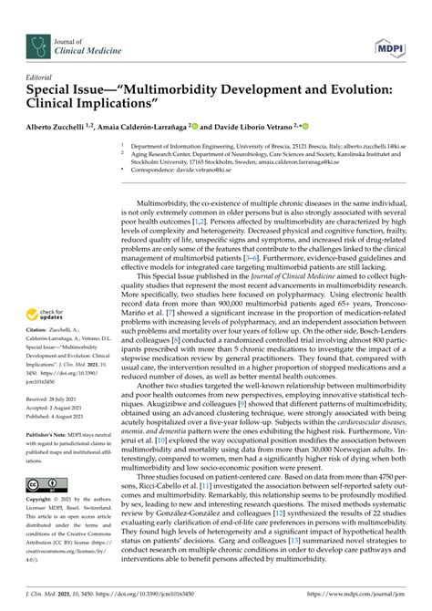 pdf special issue multimorbidity development and evolution clinical implications