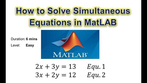 how to solve simultaneous equations in matlab using linsolve and solve youtube