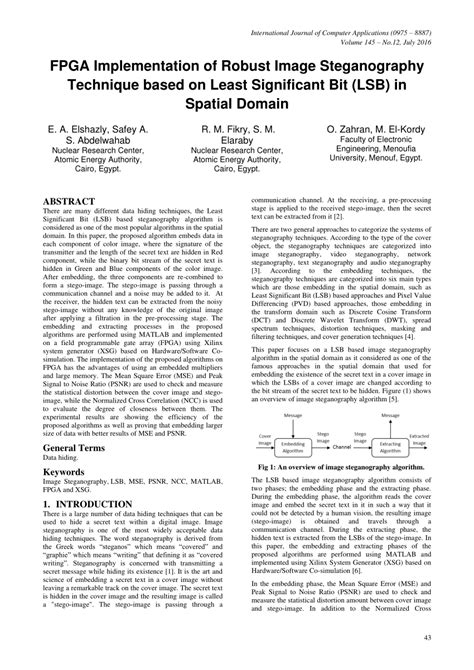 pdf fpga implementation of robust image steganography technique based on least significant bit