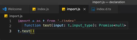 typescript function in javascript file can t detect its own type with declaration file stack