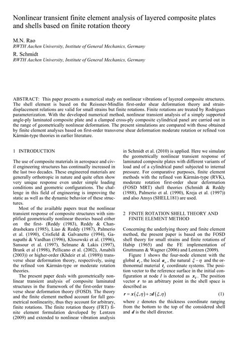 pdf nonlinear transient finite element analysis of layered composite plates and shells based
