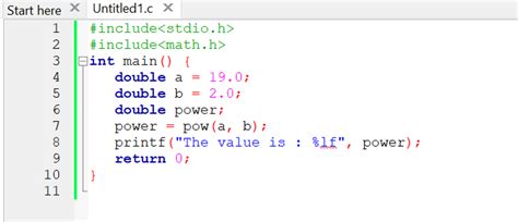 pow function in c