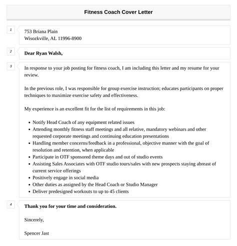 Fitness Coach Cover Letter Velvet Jobs