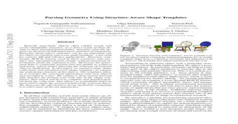 pdf parsing geometry using structure aware shape templates · in large model collections