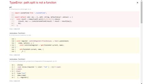 javascript typeerror path split is not a function in react hook form stack overflow