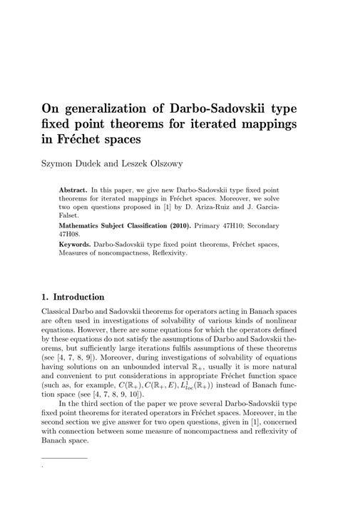 pdf on generalization of darbo sadovskii type fixed point theorems for iterated mappings in