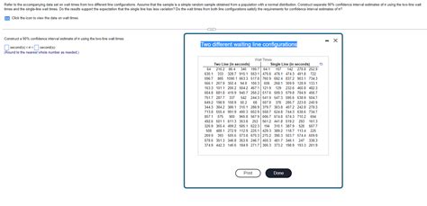 solved click the icon to view the data on wait times