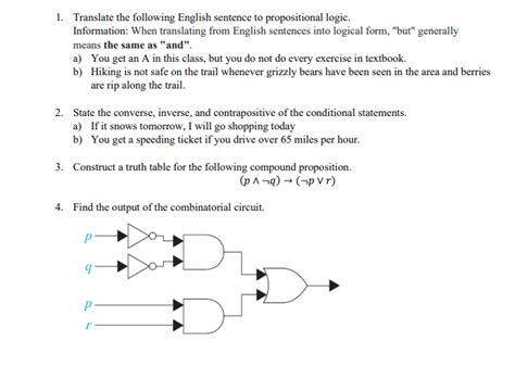 Solved 1 Translate The Following English Sentence To Chegg