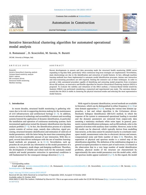 pdf iterative hierarchical clustering algorithm for automated operational modal analysis