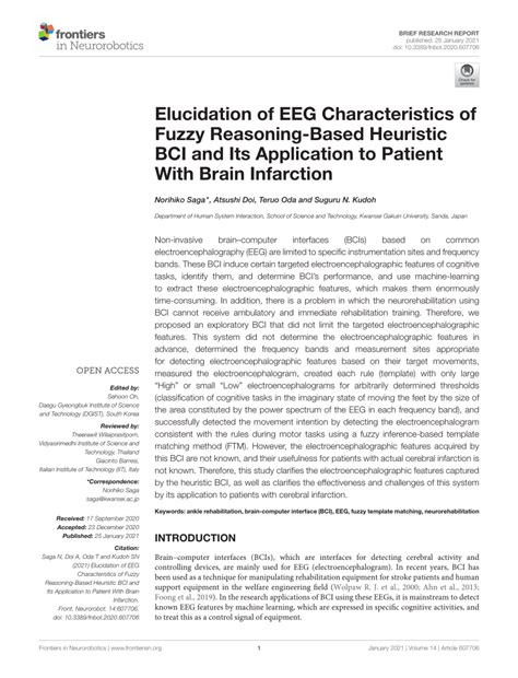 pdf elucidation of eeg characteristics of fuzzy reasoning based heuristic bci and its