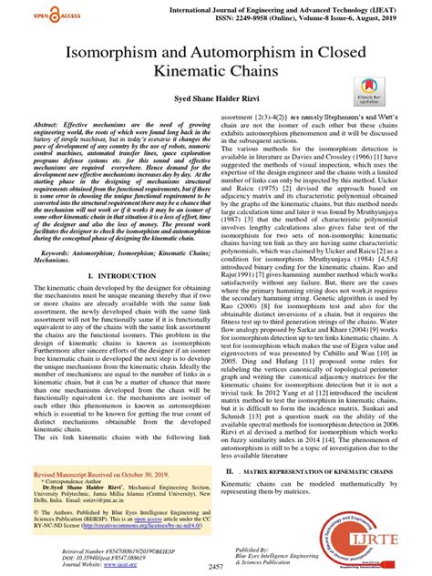 isomorphism and automorphism in closed kinematic chains pdf matrix mathematics
