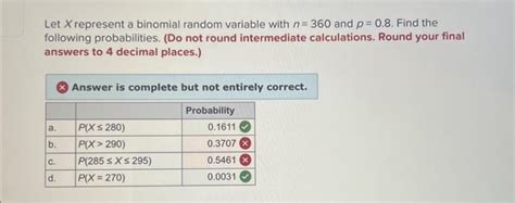 solved let x represent a binomial random variable with n 360