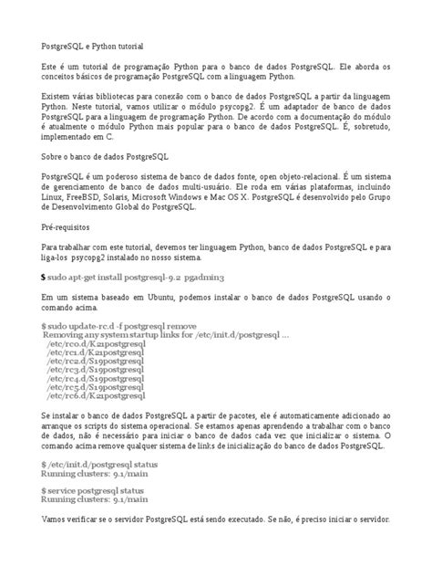 tutorial conecte postgres com python pdf postgre sql python linguagem de programação