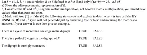 solved let s {1 2 3 4} and a relation r on s defined as
