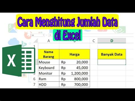 Cara Menghitung Jumlah Data Di Excel YouTube