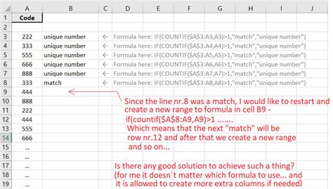 excel how to find repeating numbers and how to create a new searching range after we have