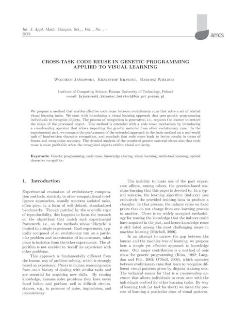 pdf cross task code reuse in genetic programming applied … · of generative visual learning
