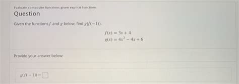 solved evaluate composite functions given explicit functions